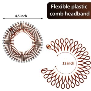 WILLBOND 14 Pcs Flexible Circle Hair Bands - Stretch Headbands with Tooth Comb for Women and Girls, 7 Fresh Color Styles