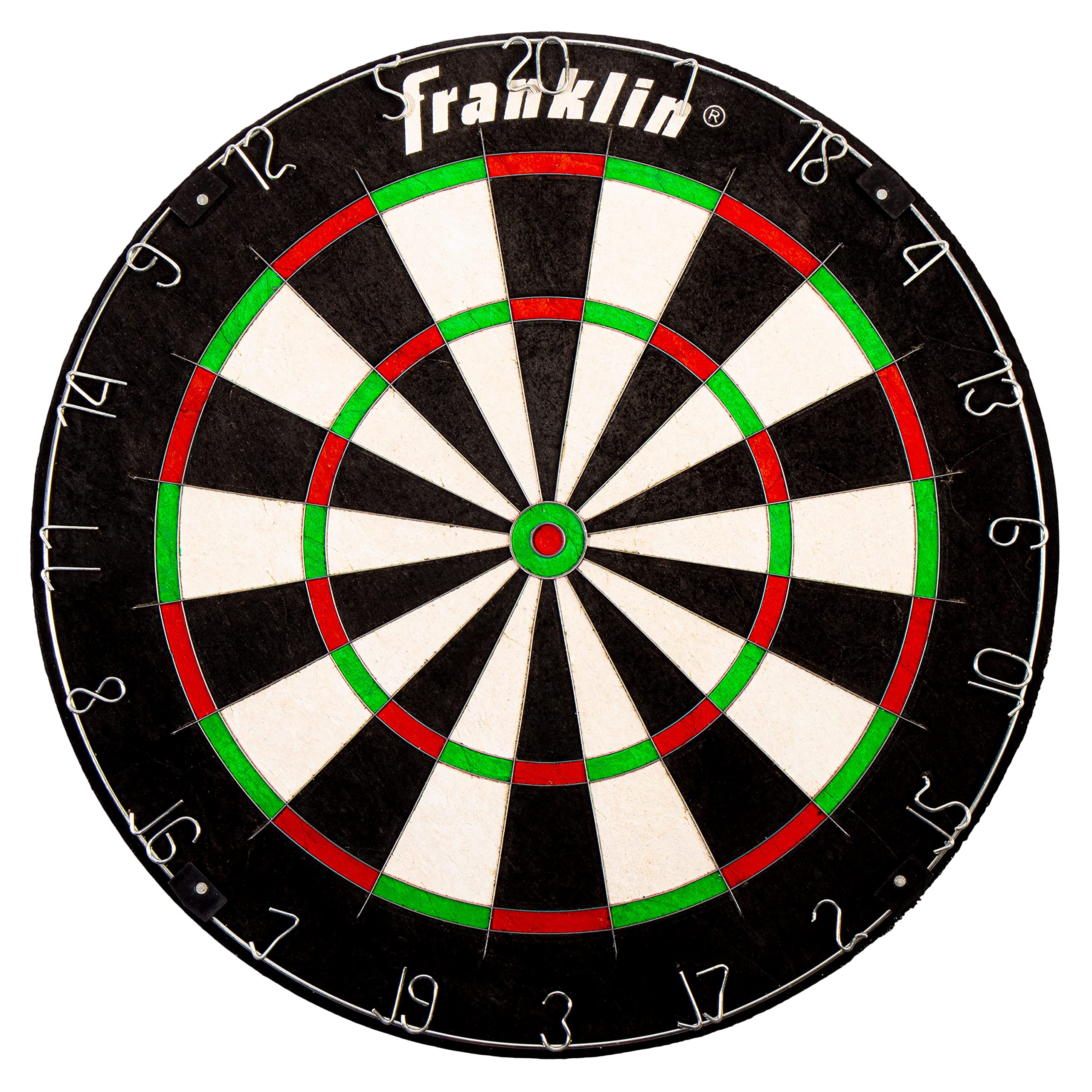 Franklin Sports Official Dartboard - Professional Regulation Size 18 inch Bristle Self Healing Dartboard - Metal Number Ring - Steel Tip Darts Dartboard,Black