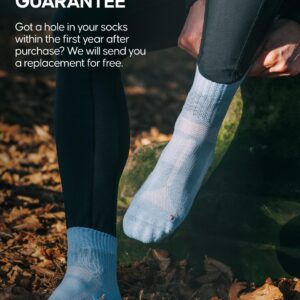 DANISH ENDURANCE 3 Pack Running Socks for Long Distances, Quarter, Men & Women, Light Blue/Orange, US Women 11-13 // US Men 9.5-12.5