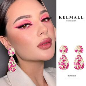 KELMALL Sparkly Rhinestone Chandelier Waterdrop Dangle Earrings for Women - Elegant Crystal Teardrop Statement Jewelry