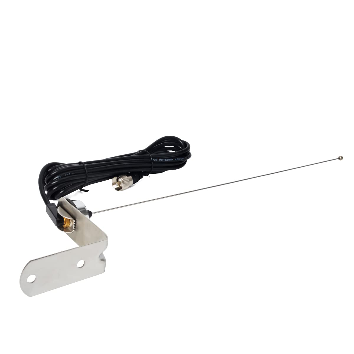 HYS VHF NMO Antenna, 17.9 Inches Whip Antenna with NMO Mount 4meter (13.1ft) PL259(UHF Male) RG58 Coax Cable and L Shape Bracket for Yaesu Kenwood Midland Motorola Mobile Radio