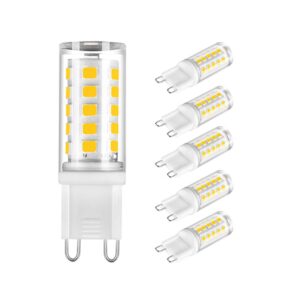 sumvibe g9 led bulb dimmable, 4w g9 led bulb daylight white 6000k, g9 halogen bulb 40 watt replacement, 6-pack