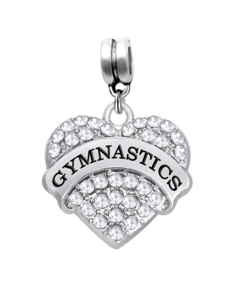 LaBenie Dangle Gymnastic Clear Crystal Heart Charm Bead