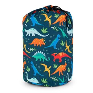 Wildkin Kids Sleeping Bags for Boys & Girls, Measures 57 x 30 x 1.5 Inches, Cotton Blend Materials Sleeping Bag for Kids, Ideal for Parties, Camping & Overnight Travel (Jurassic Dinosaurs)