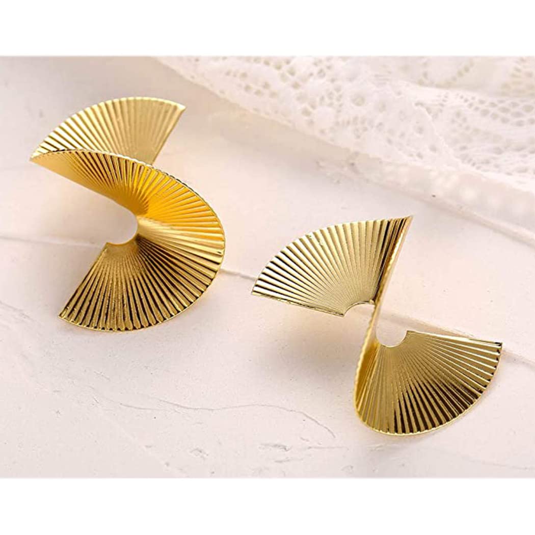 Bmadge Gold Geometric Earrings Exaggerated Statement Earrings Punk Stylish Sectored Twisted Earring Jewelry for Women