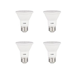 luno par20 dimmable led bulb, cri 90+, 8w (50w equivalent), 500 lumens, 2700k (soft white), medium base (e26), ul listed (4-pack)