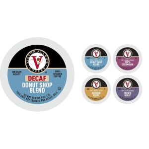 victor allen's coffee decaf donut shop blend (80 count) and variety pack (42 count) single serve coffee pods for keurig