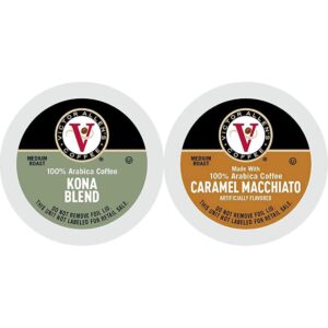 victor allen's coffee hawaiian blend and caramel macchiato single serve k-cup coffee pods | 80 count