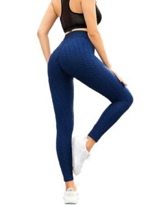 anna-kaci women's high waist yoga pants tummy control booty leggings butt lift tights, navy blue, x-large