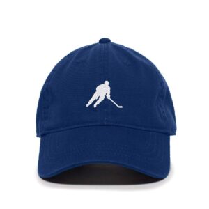 tech design hockey player baseball cap embroidered cotton adjustable dad hat royal blue