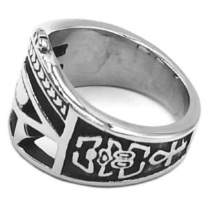 Fantasy Forge Jewelry Eye of Ra Ring Mens Womens Stainless Steel Ancient Egyptian Band Sizes 7-15 Horus (15)