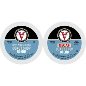 victor allen's coffee donut shop blend and decaf donut shop blend, medium roast, 80 count each, single serve coffee pods for keurig k-cup brewers (2 pack)