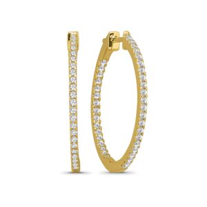 araiya fine jewelry 10k yellow gold round-shape inside and outside diamond hoop earrings for women (1/2 cttw, i-j color, i2-i3 clarity)