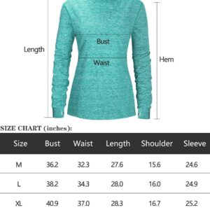 Fulbelle Womens Thermal Fleece Outdoor Cold Weather Gear, Thumb Holes Workout Running Shirts, Long Sleeve Yoga Athletic Gym Tops Loungewear Activewear Sports Apparel Winter Clothes Blue XX-Large