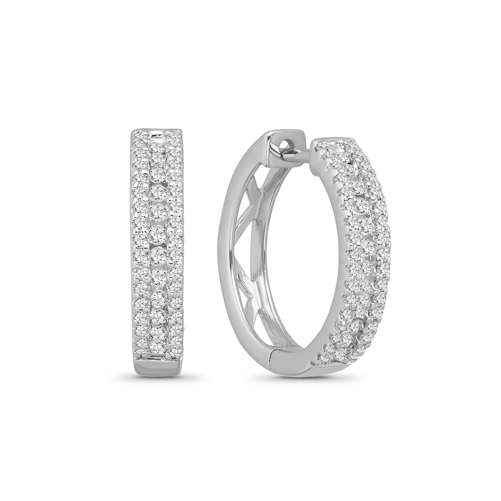 ARAIYA FINE JEWELRY Sterling Silver Diamond Hoop Earrings (1/2 cttw, I-J Color, I2-I3 Clarity)