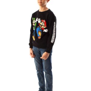 Super Mario Sweatshirt Luigi Character Gamers Black Long Sleeve Kids Boys Jumper 7-8 Years