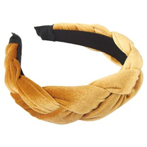 rinvee headbands for women velvet braided headbands fashion hairband criss cross hair accessories, golden