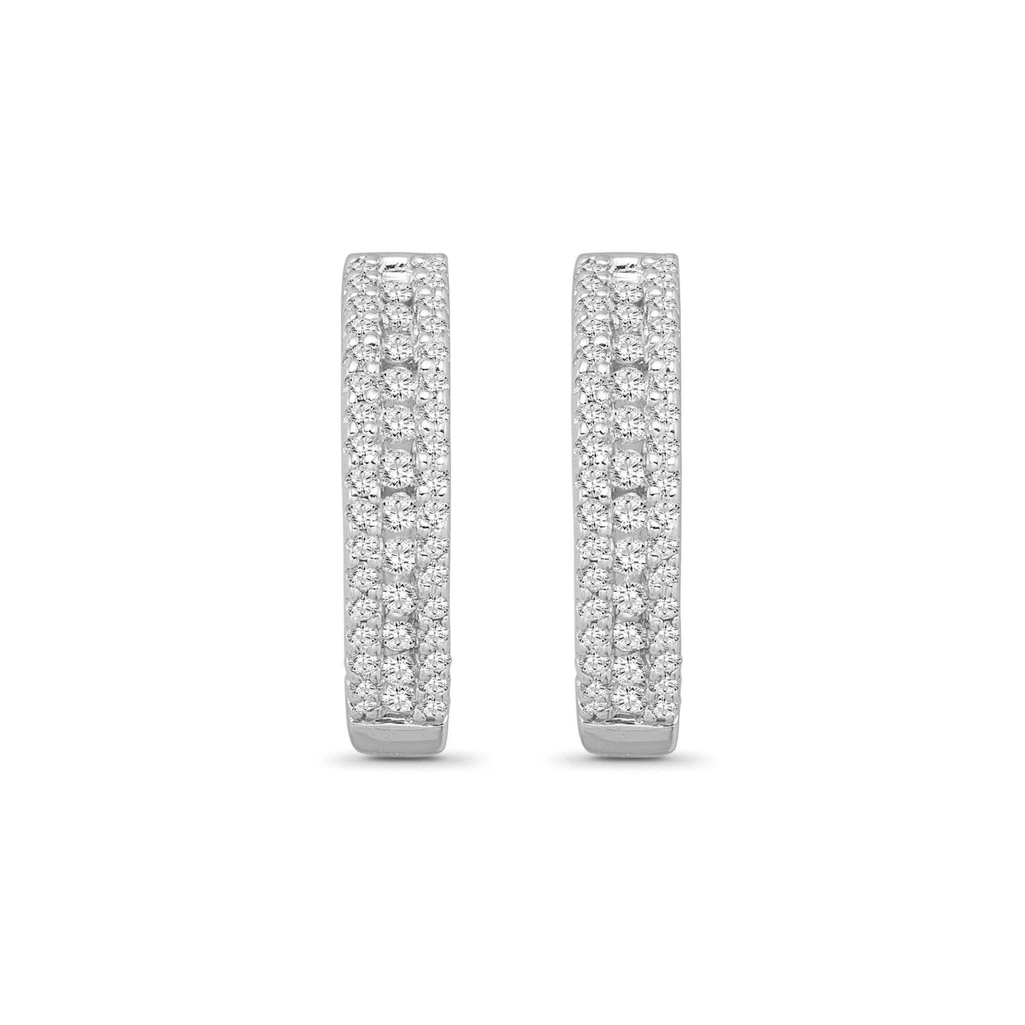 ARAIYA FINE JEWELRY Sterling Silver Diamond Hoop Earrings (1/2 cttw, I-J Color, I2-I3 Clarity)