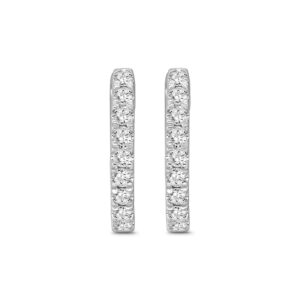 ARAIYA FINE JEWELRY 10K White Gold Round-shape Diamond Oval Hoop Earrings for Women (1/5 cttw, I-J Color, I2-I3 Clarity)