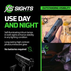 XS SIGHTS 3-Dot Tritium Night Sights, Fits Glock Gen 1 – 5 +MOS Pistols, Dual Illuminated Orange Front Sight Equipped with Tritium/Photoluminescent Glow Dot (Glock 20, 21, 29, 30, 30S, 37, 41)