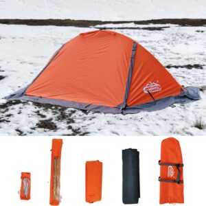 camppal 1 Person Tent Backpacking Camping Hiking Mountain Hunting Tent Lightweight and Waterproof for 4 Season Extreme Space Saving Single Bracket (Orange-with skirt)