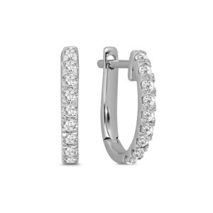 araiya fine jewelry 10k white gold round-shape diamond oval hoop earrings for women (1/5 cttw, i-j color, i2-i3 clarity)