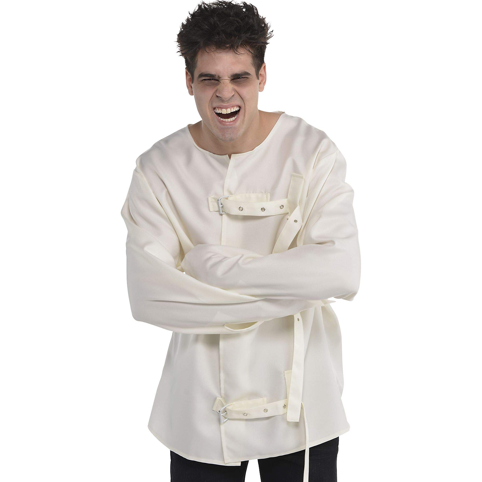 White Asylum Straitjacket (Small/Medium) - 1 Pc. - Escape-Proof Design, Perfect For Halloween, Pranks & Themed Parties