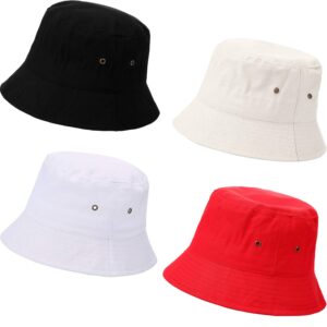 satinior 4 pieces bucket hat sun hat beach fishing hat travel hat for men women(large)