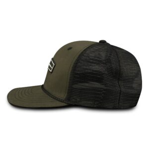 Ford Bronco Baseball Cap, Mesh Back Rubber Patch Trucker Hat, Dark Olive/Black