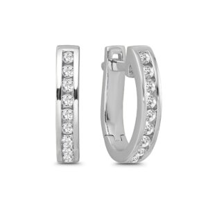 araiya fine jewelry 10k white gold diamond hoop earrings (1/3 cttw, i-j color, i2 clarity)