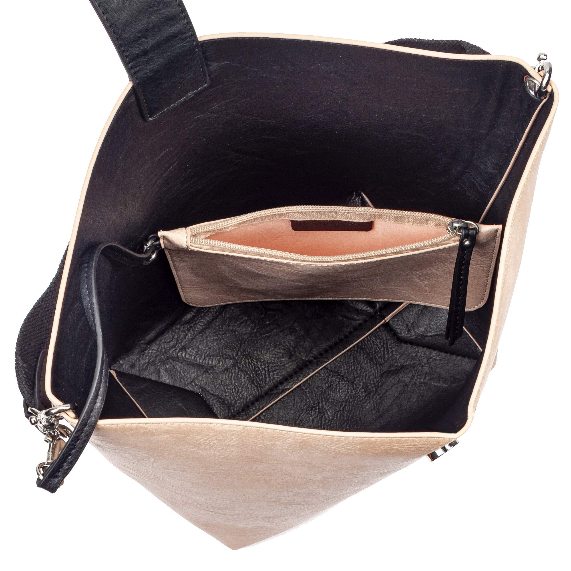 Sydney Love Colorblock Vegan Leather Bucket Hobo & Wristlet, Blush/Black