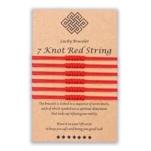 shonyin red bracelet for protection good luck 7 knots kabbalah thread handmade string bracelets for women men boys family friends 6 pcs