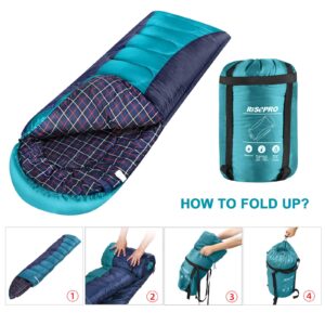 RISEPRO Sleeping Bag Lightweight, Portable, Waterproof 3-4 Seasons Warm Cold Weather Sleeping Bag for Adults & Kids - Indoor & Outdoor: Camping, Backpacking, Hiking (Green)