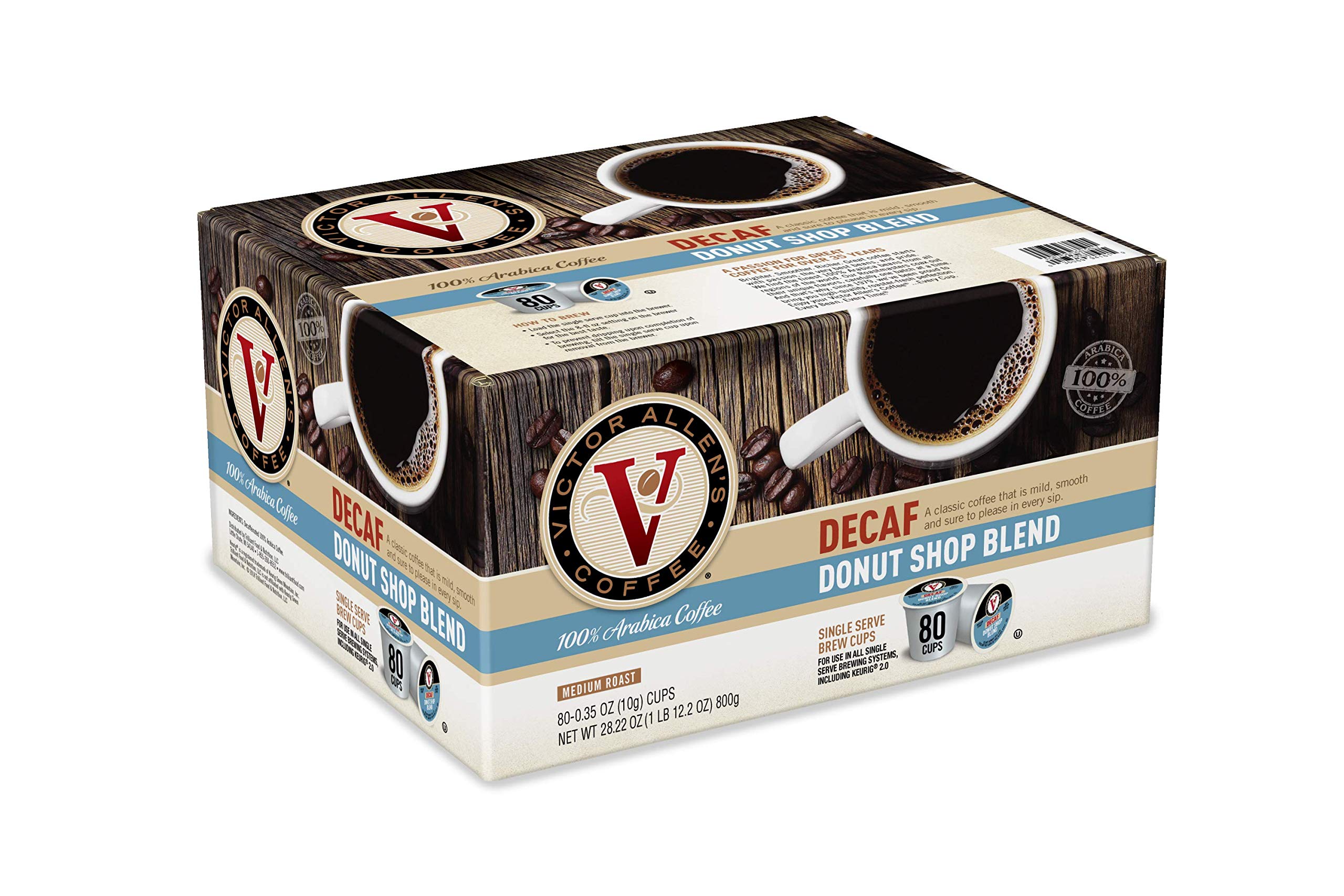 Victor Allen's Coffee Decaf Donut Shop Blend (80 Count) and Variety Pack (42 Count) Single Serve Coffee Pods for Keurig