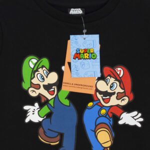 Super Mario Sweatshirt Luigi Character Gamers Black Long Sleeve Kids Boys Jumper 7-8 Years