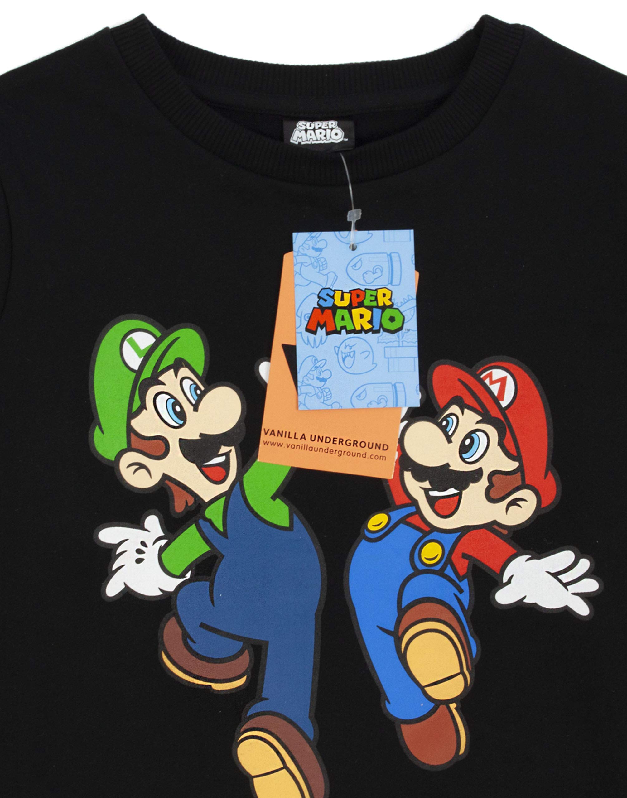 Super Mario Sweatshirt Luigi Character Gamers Black Long Sleeve Kids Boys Jumper 7-8 Years