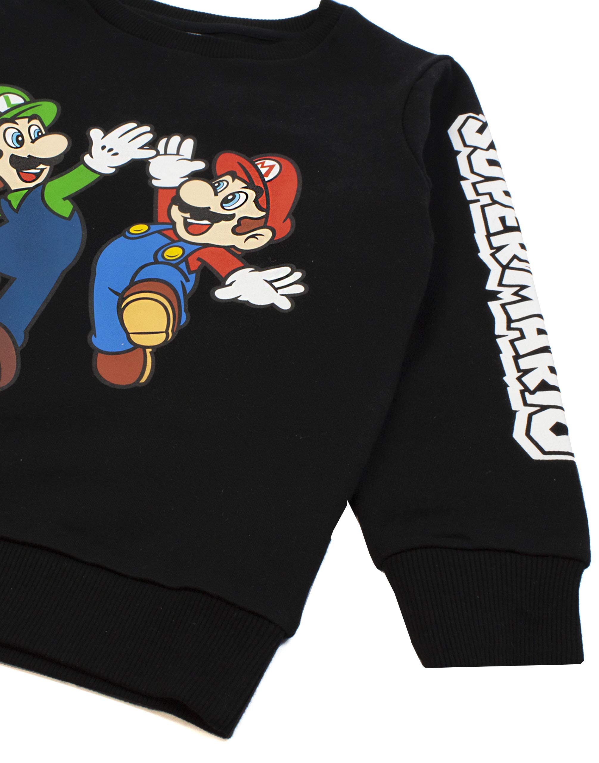 Super Mario Sweatshirt Luigi Character Gamers Black Long Sleeve Kids Boys Jumper 7-8 Years