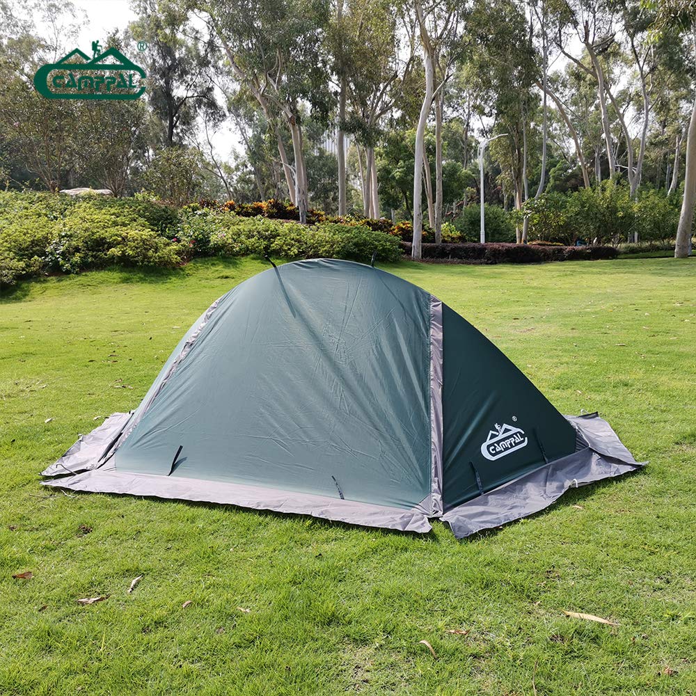 camppal 1 Person Tent Backpacking Camping Hiking Mountain Hunting Tent Lightweight and Waterproof for 4 Season Extreme Space Saving Single Bracket (Green-with skirt)