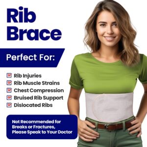 Rib Brace Chest Binder | Rib Belt to Reduce Rib Cage Pain | Chest Compression Support for Rib Muscle Injuries, Bruised Ribs | Breathable Chest Wrap Rib Brace for Women Men | (XXL 52 Inch)