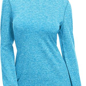 Fulbelle Womens Thermal Fleece Outdoor Cold Weather Gear, Thumb Holes Workout Running Shirts, Long Sleeve Yoga Athletic Gym Tops Loungewear Activewear Sports Apparel Winter Clothes Blue XX-Large