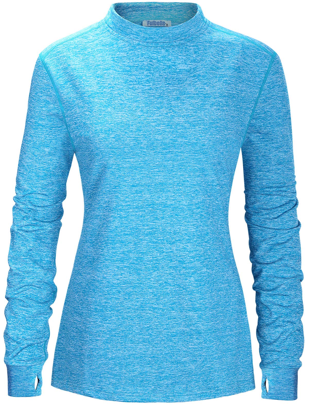 Fulbelle Womens Thermal Fleece Outdoor Cold Weather Gear, Thumb Holes Workout Running Shirts, Long Sleeve Yoga Athletic Gym Tops Loungewear Activewear Sports Apparel Winter Clothes Blue XX-Large