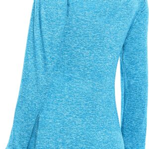 Fulbelle Womens Thermal Fleece Outdoor Cold Weather Gear, Thumb Holes Workout Running Shirts, Long Sleeve Yoga Athletic Gym Tops Loungewear Activewear Sports Apparel Winter Clothes Blue XX-Large