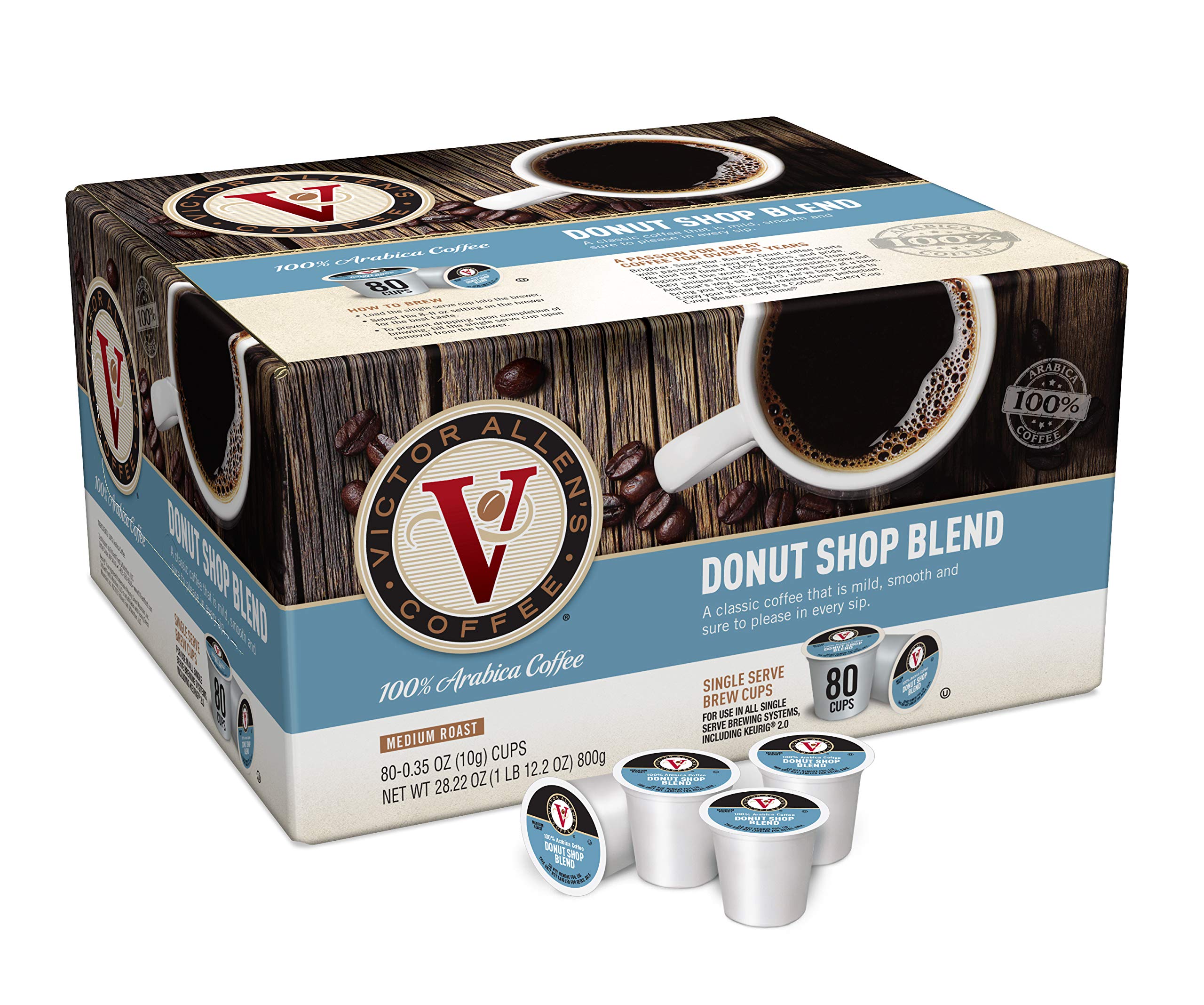 Victor Allen's Coffee Donut Shop and Hazelnut Blend Single Serve Coffee Pods for Keurig (80 Count + 42 Count)