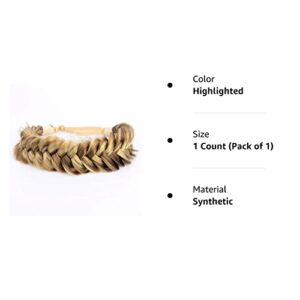 DIGUAN Messy Wide 2 Strands Synthetic Hair Braided Headband Hairpiece Women Girl Beauty accessory, 62g/2.1 oz (Highlighted)