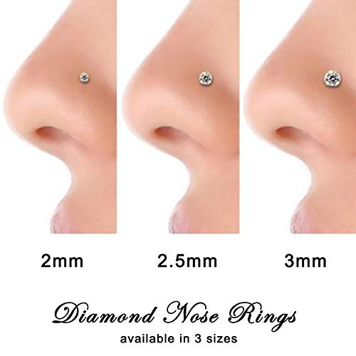 COCHARM 18g Fishtail Nose Rings 14k Real Gold Nose Stud Ring Custom Bend Nose Piercing Jewelry for Women Men CZ 2.5mm