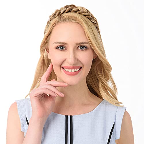 DIGUAN Messy Wide 2 Strands Synthetic Hair Braided Headband Hairpiece Women Girl Beauty accessory, 62g/2.1 oz (Highlighted)