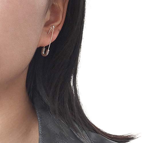 Reffeer 925 Sterling Silver Hoop Earrings Cute paper clip earrings Pin Cartilage earrings For Women (Silver)