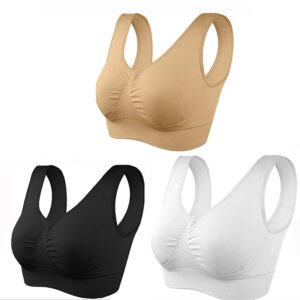 saisyart sports bras for women,seamless comfortable yoga bra ladies close-fitting bra with removable pads 3 pack(x-large)