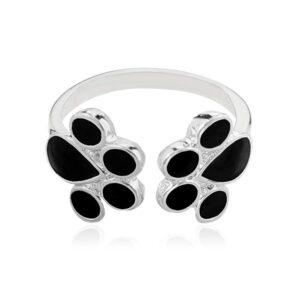 seniutarm engagement love rings wedding bands fashion cute women pet cat dog puppy paw print opening finger ring jewelry gift for women/girl finger rings diy jewelry gifts - silver