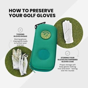 Stripebird - Original Performance Golf Glove Holder Case (Fairway Green) - Protect and Keep Golf Gloves Dry - Golf Glove Case for Moisture Free Storage - Golf Glove Organizer Case - Golf Case